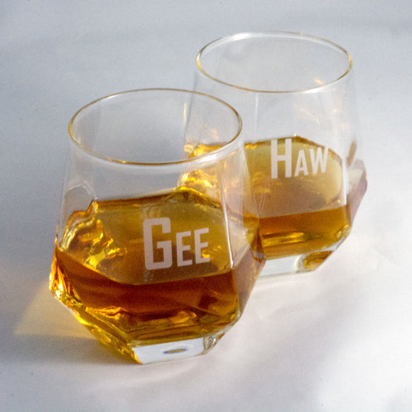 GEE HAW Crystal Glasses | Alberta Carriage Supply
